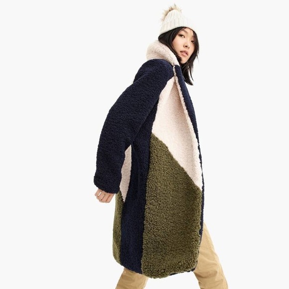 J. Crew | Jackets & Coats | J Crew Colorblock Sherpa Shearling Teddy ...